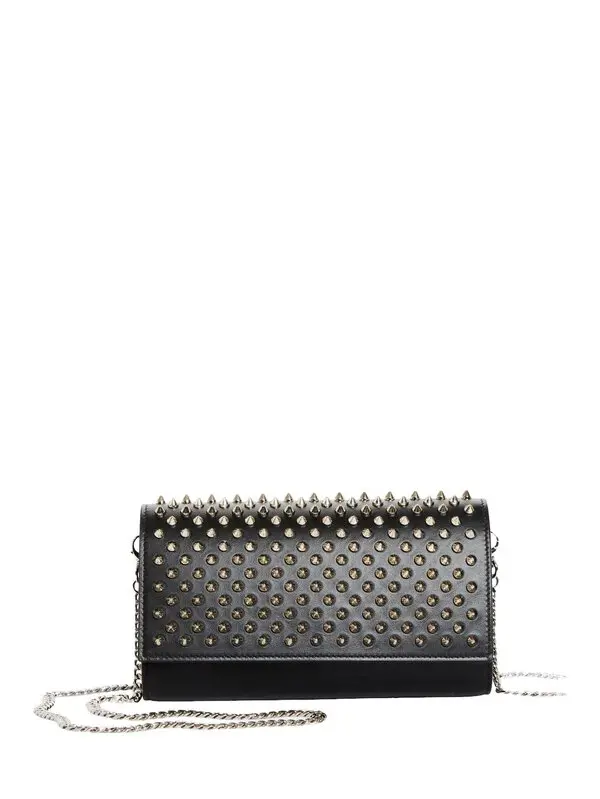 CHRISTIAN LOUBOUTIN Paloma Spiked Leather Wallet On A Chain - Bk65 Black/silver