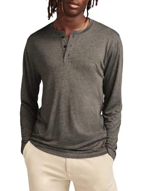 Lucky Brand Long Sleeve Slub Jersey Henley - Charcoal Heather