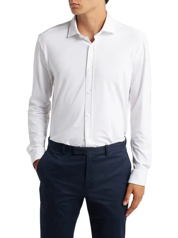 BOSS Roan Solid Stretch Cotton Button-up Shirt - Wht