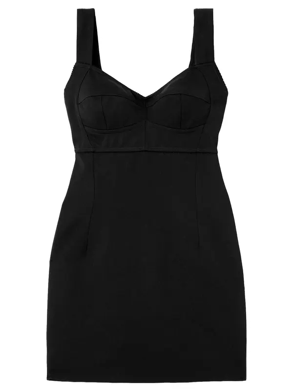 Dolce & Gabbana Scalloped Wool-blend Gabardine Mini Corset Dress - Black