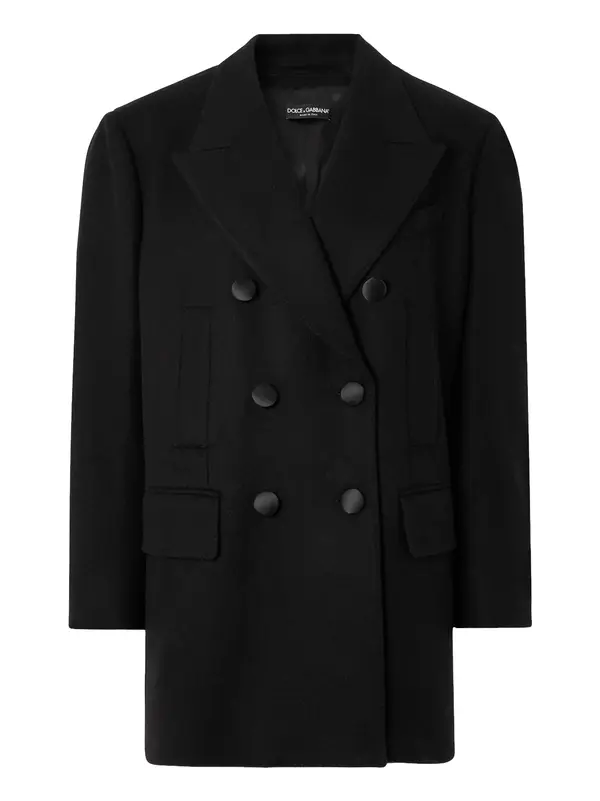 Dolce & Gabbana Double-breasted Brushed Wool-blend Blazer - Black