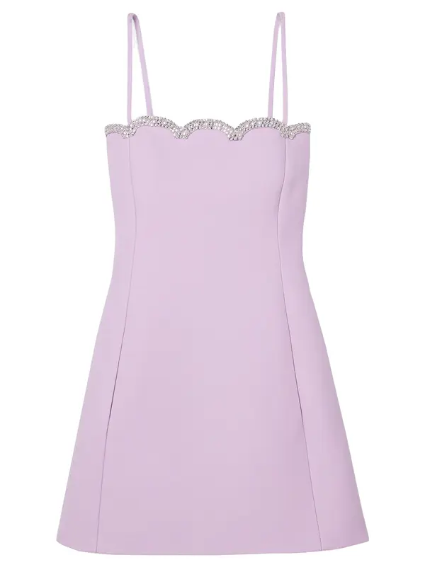 Valentino Garavani Scalloped Crystal-embellished Mini Dress - Purple