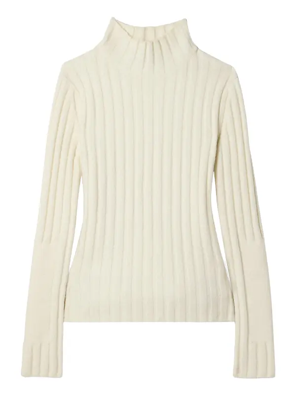 Proenza Schouler Haven Ribbed Wool-blend Turtleneck Sweater - White