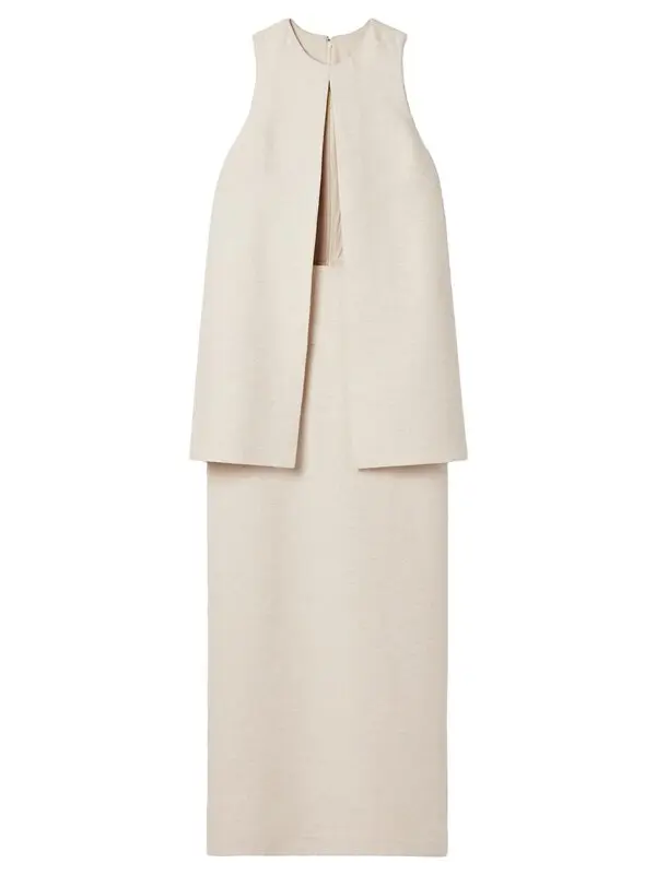 Brandon Maxwell Astrid Cutout Layered Midi Dress - Neutrals