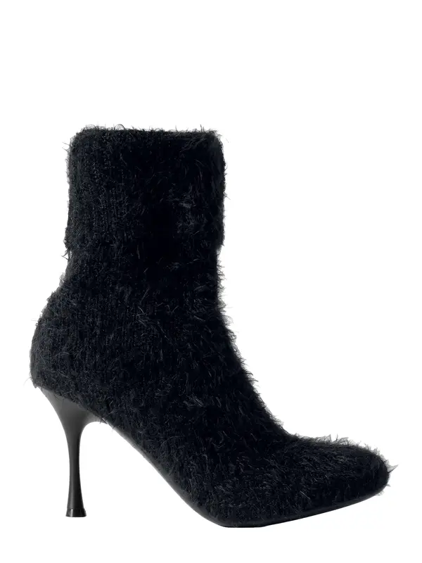 GIANVITO ROSSI Aspen 95 Brushed Ribbed-knit Ankle Boots - Black