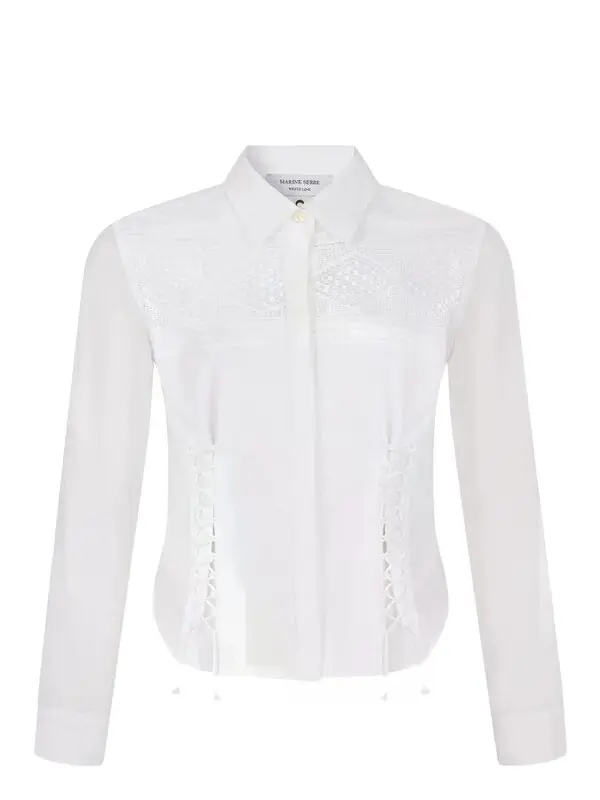 MARINE SERRE Cotton Poplin Corset Shirt With Lace Trim - White