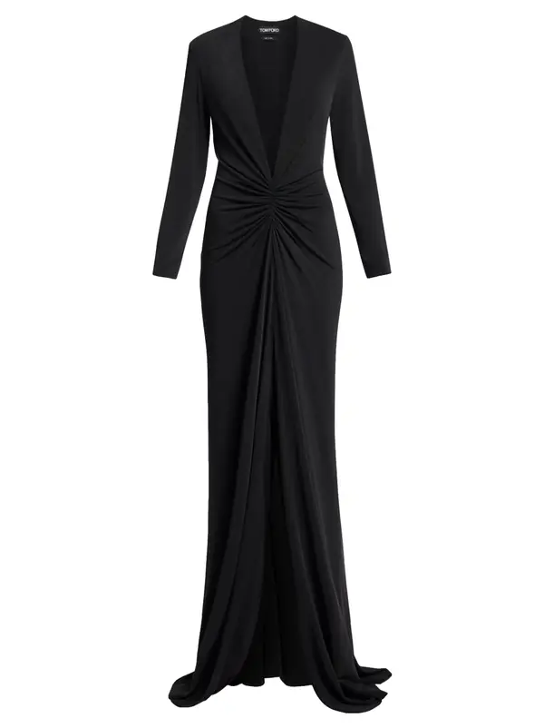 TOM FORD V-neck Long Sleeve Dress - Black