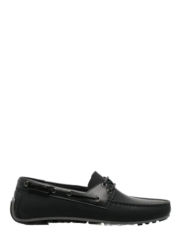 Moschino Plaque Boat Shoes - Black