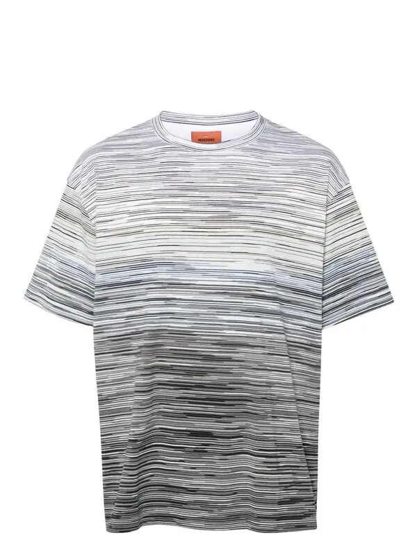 Missoni Logo-rubberised Striped T-shirt - Grey