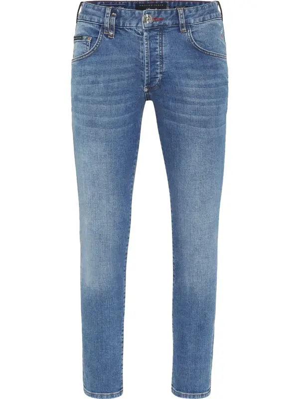 Philipp Plein Skull Print Skinny Jeans - Blue