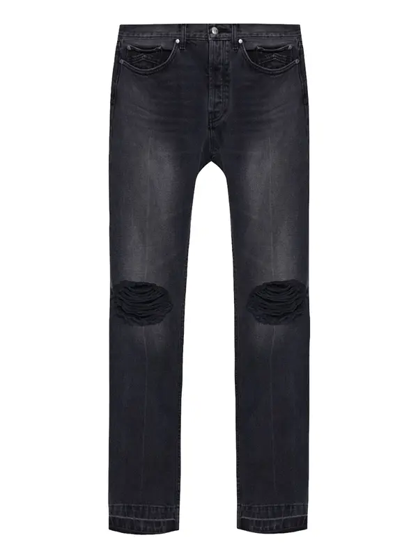 Rhude Distressed Straight Leg Jeans - Black