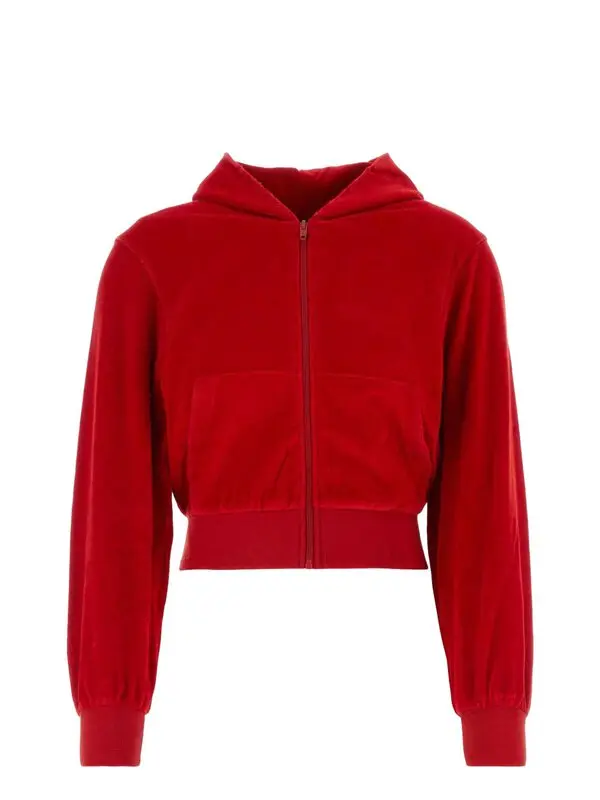 Balenciaga Rhinestone-logo Zipped Hoodie - Red