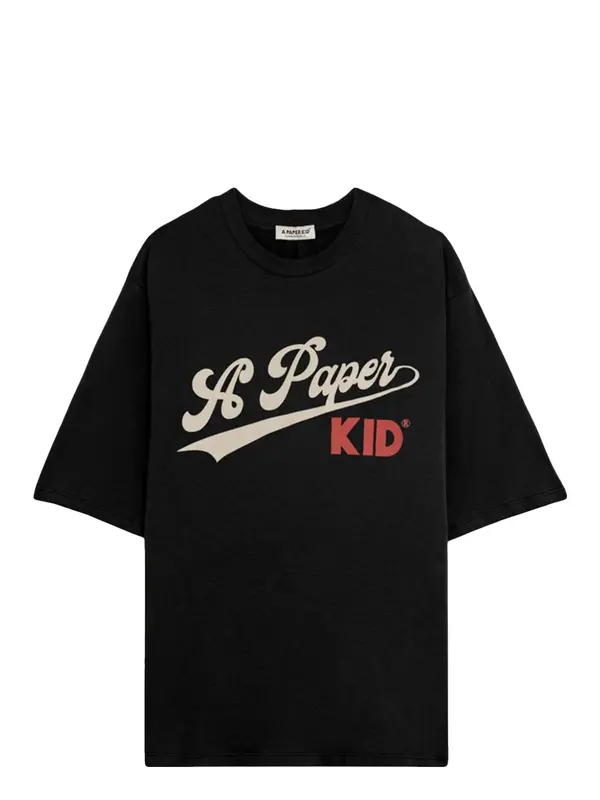 A PAPER KID Graphic Print T-shirt - Black