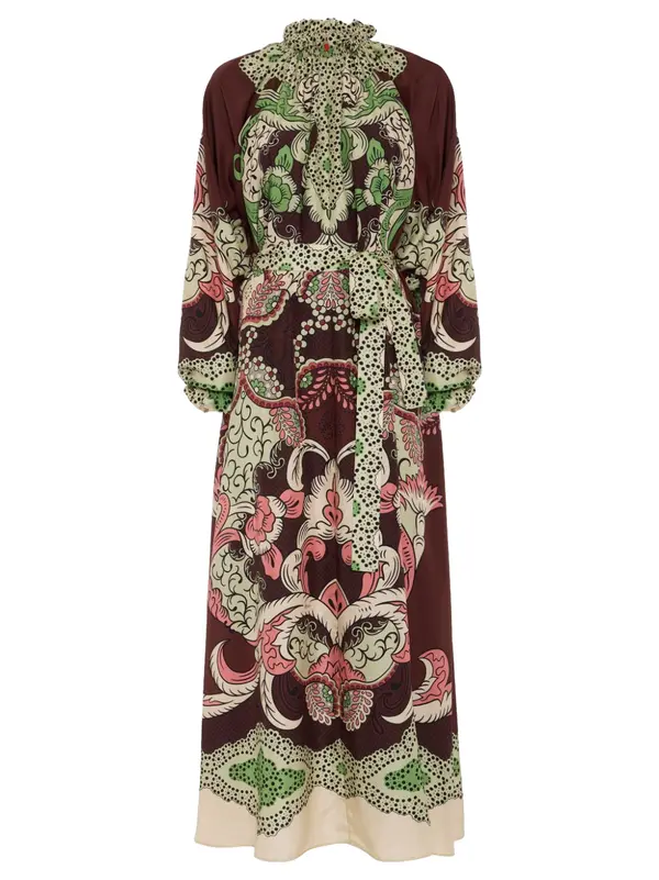 La DoubleJ Cerere Printed Silk Dress - Brown