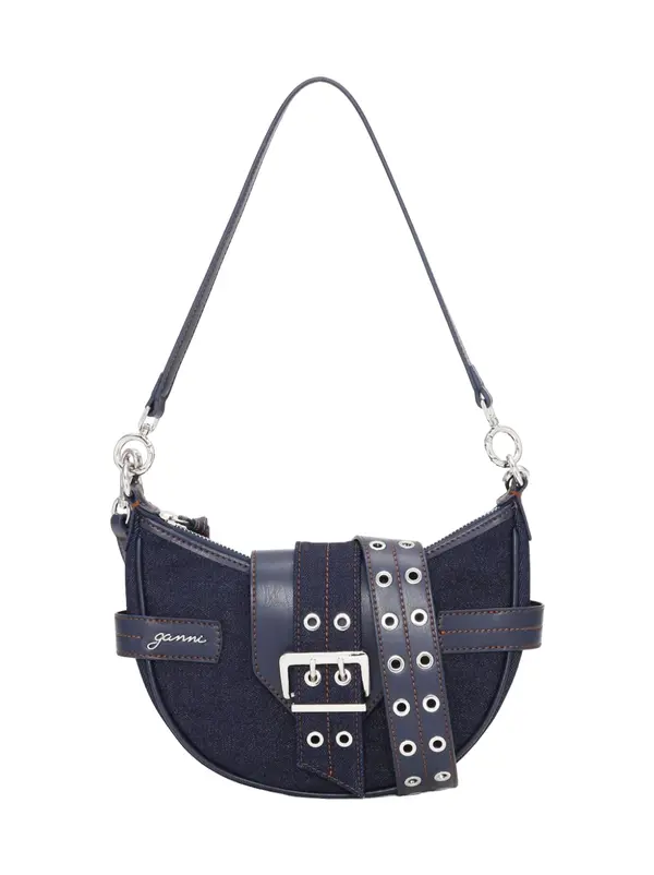 GANNI Small Bucky Denim Crossbody Bag - Blue