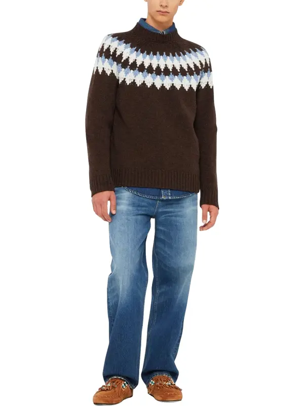 Alanui Fair Isle Intarsia-knit Wool Sweater - Brown