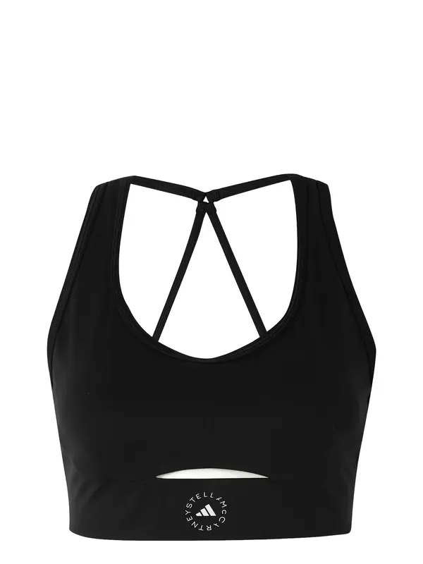 Adidas By Stella McCartney Truestrength Logo-print Recycled Stretch-jersey Sports Bra - Black
