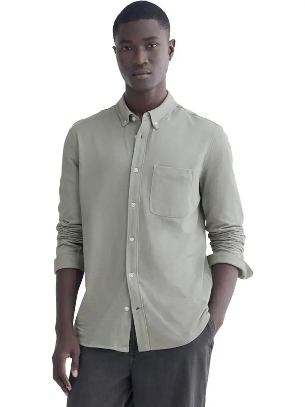 Everlane Startup Shirt - Chambray Deep Lichen Green
