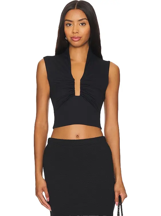 Susana Monaco Square Wire Sleeveless Top - Black