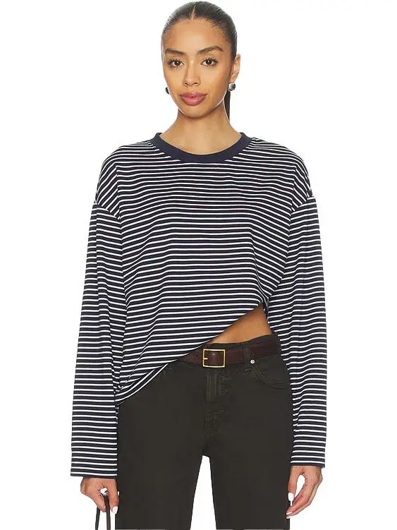 ALL THE WAYS Lily Long Sleeve Top - Navy Stripe