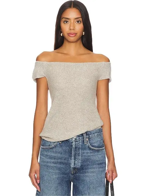 MORE TO COME Malia Open Back Knit Top - Beige