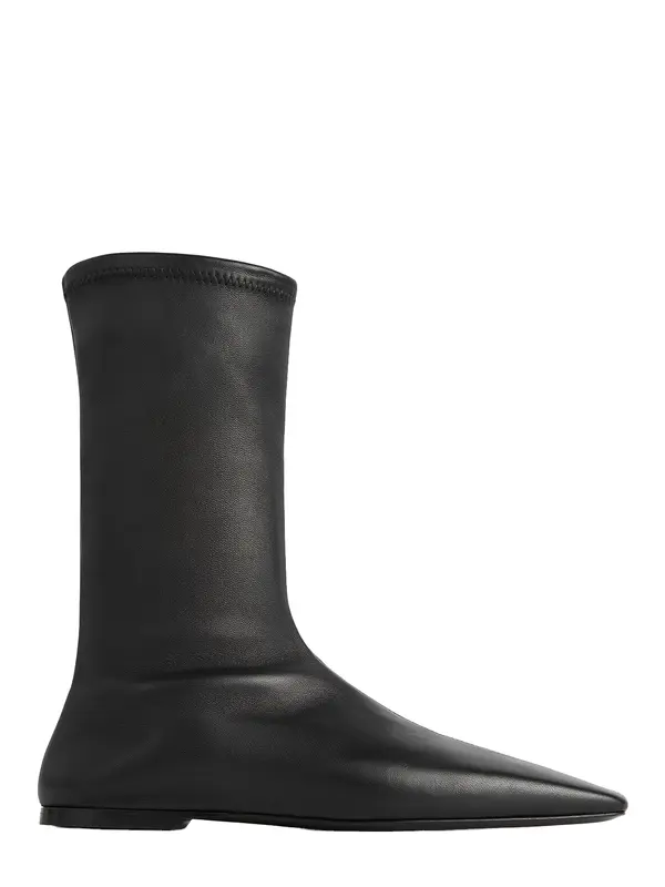 TOTEME Leather Sock Boots - Black