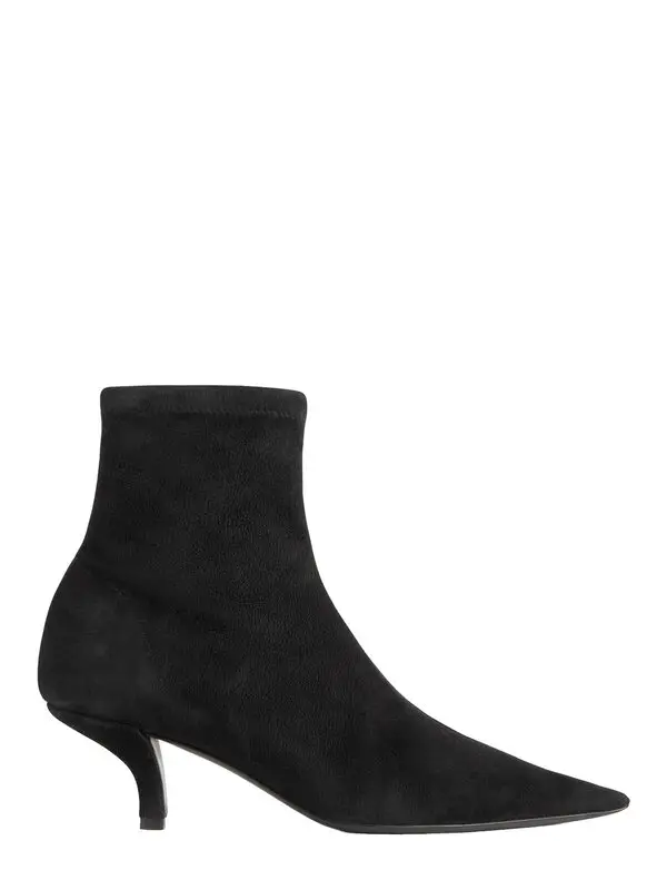 TOTEME Suede Heeled Sock Ankle Boots - Black