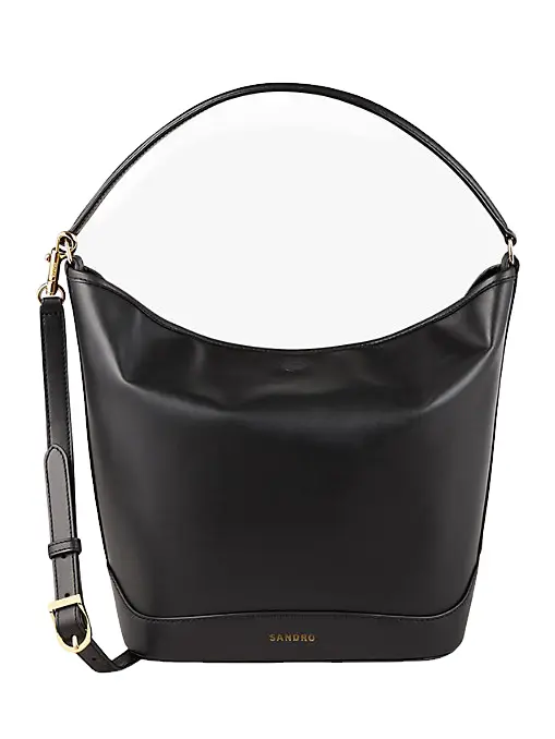 Sandro Slouchy Leather Shoulder Bag - Noir / Gris