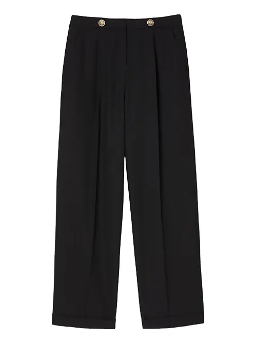 Sandro Button-embellished High-rise Trousers - Noir / Gris