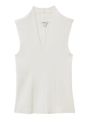 REISS Sleeveless Stretch-knit Vest - Ivory