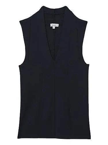 REISS Kimmy V-neck Sleeveless Stretch-knit Vest - Navy