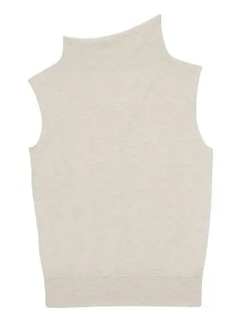 REISS Funnel-neck Sleeveless Wool Top - Stone Neutral