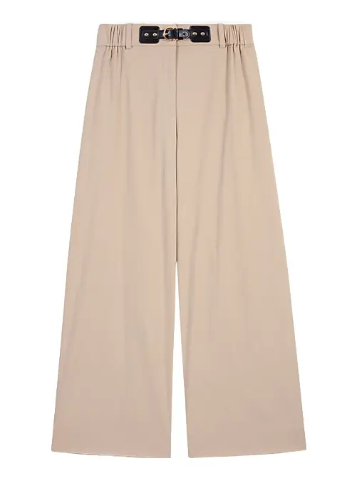 Maje Buckle-embellished Logo-embroidered Trousers - Bruns