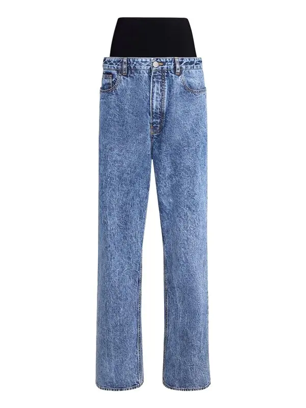 Alaïa Knit-waist Straight Jeans - Blue