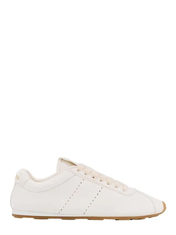 Miu Miu Leather Retro Runner Sneakers - Avorio
