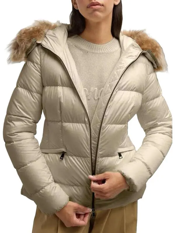 Moncler Boed Hooded Shearling-trimmed Down Jacket - Brown
