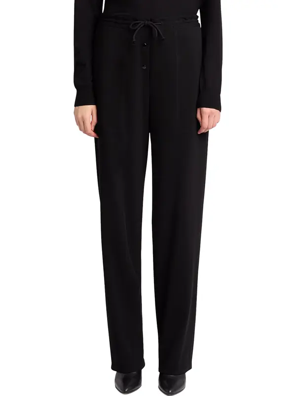 THE ROW Bonnette Wool Crepe Pants - Black