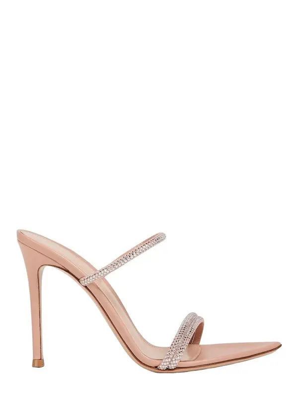 GIANVITO ROSSI Crystal-embellished Leather Mules - Neutral