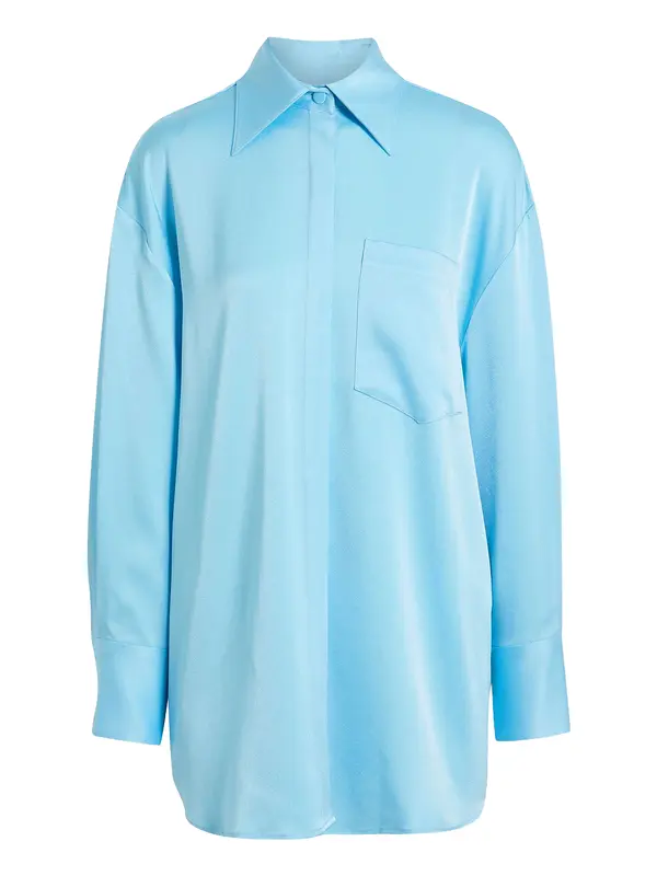 Alex Perry Lovell Oversized Satin-crepe Shirt - Light Blue