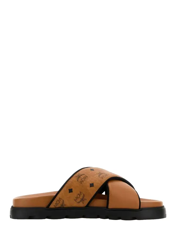 Mcm Printed Leather Sandals - Brown