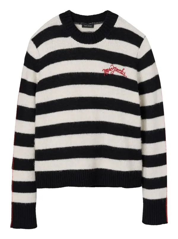 Marc Jacobs Logo-embroidered Striped Jumper - Black