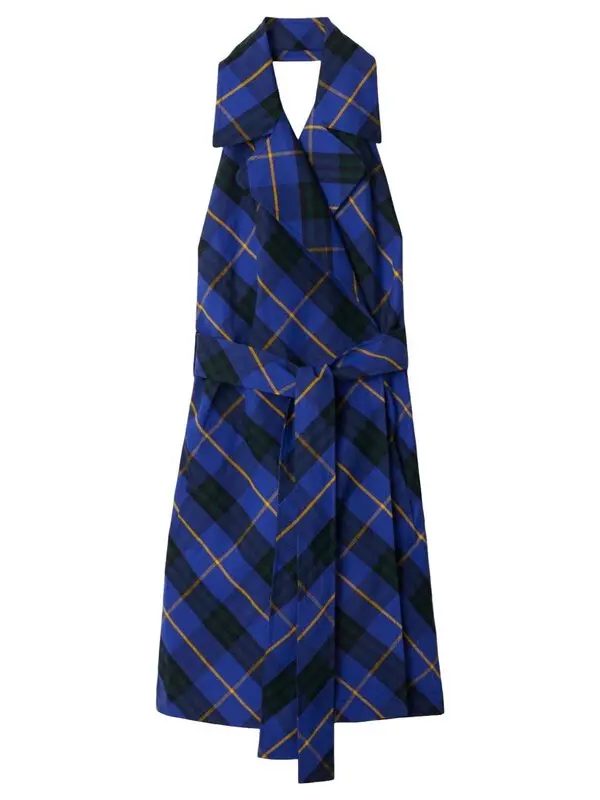 Burberry Check Linen Dress - Blue