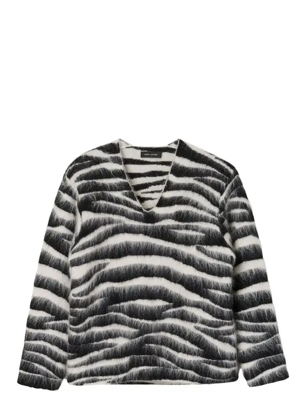Marc Jacobs Brushed Zebra-intarsia Jumper - Black