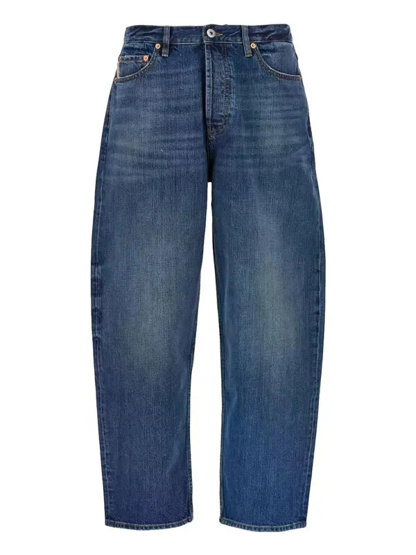 Valentino Garavani Logo-patch Loose-fit Jeans - Blue