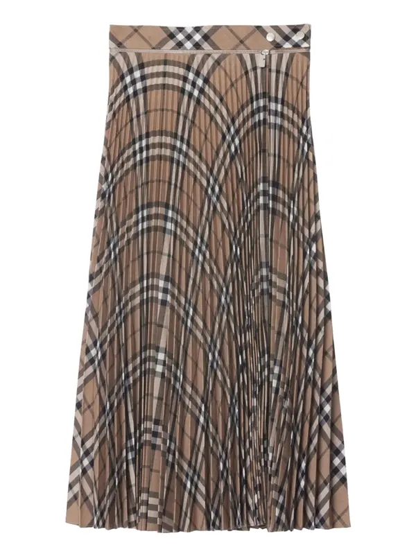 Burberry Pleated Check Skirt - Neutrals