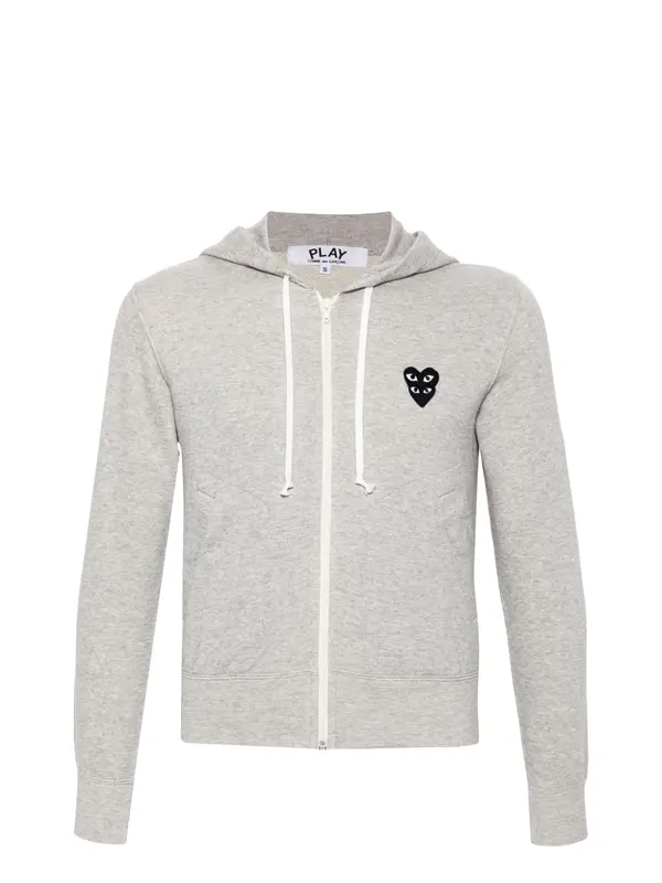 Play Comme Des Garcon Mélange-effect Cotton Hoodie - Grey
