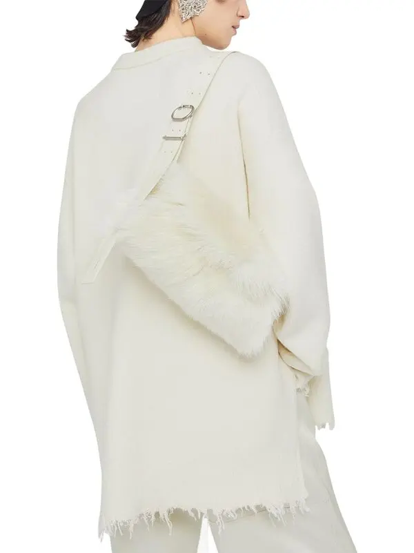 JIL SANDER Small Cannolo Goat-hair Shoulder Bag - White