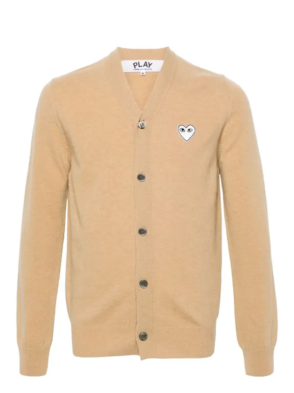 Play Comme Des Garcon Heart-motif Wool Cardigan - Yellow