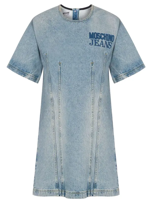 Moschino Logo Denim Shirt Dress - Blue