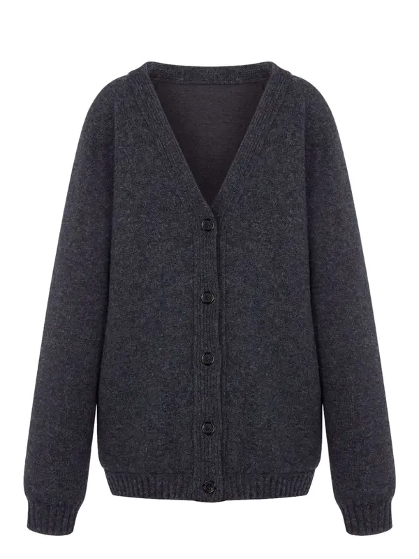 Moschino Virgin Wool V-neck Cardigan - Grey